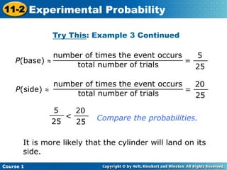 11.2 experimental probability | PDF