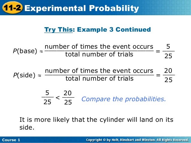 11.2 experimental probability