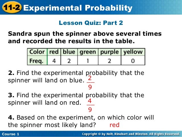 11 2 Experimental Probability 11 2 Experimental Probability