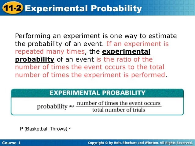 11.2 experimental probability
