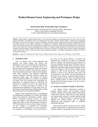 Medical human factor engineering and workspace design | PDF