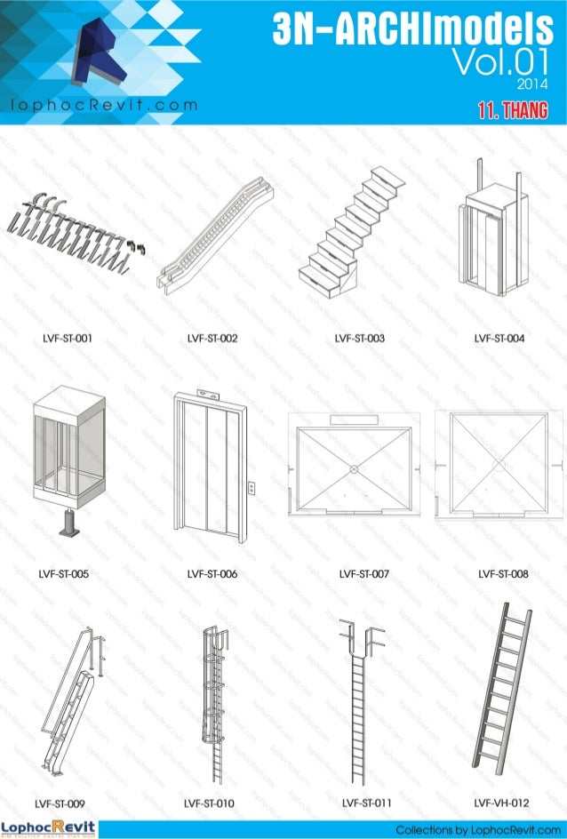 Bộ thư viện thang (Family Ladder) trong revit 2016