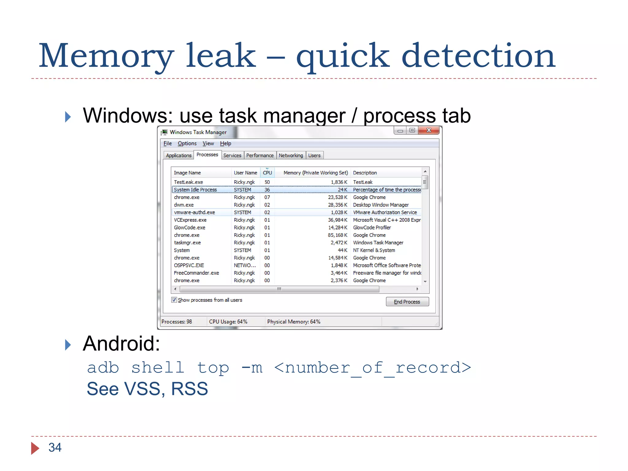 C++ memory leak detection | PPTX | Programming Languages | Computing