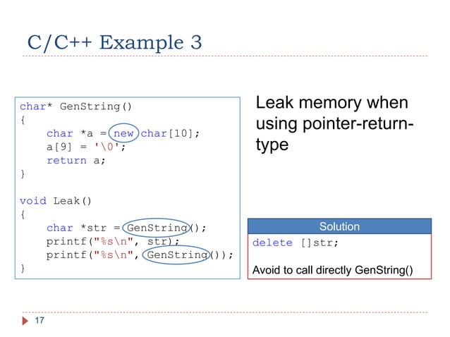 C++ memory leak detection | PPTX | Programming Languages | Computing