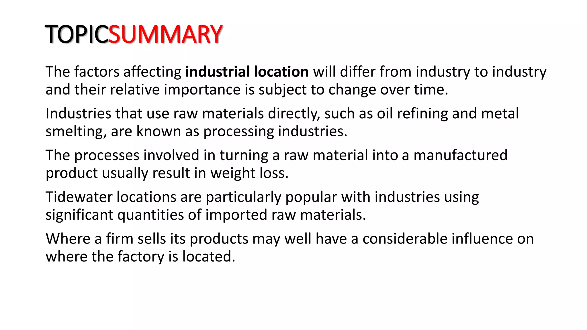 CAMBRIDGE GEOGRAPHY A2 REVISION - PRODUCTION, LOCATION AND CHANGE: 11.3 ...