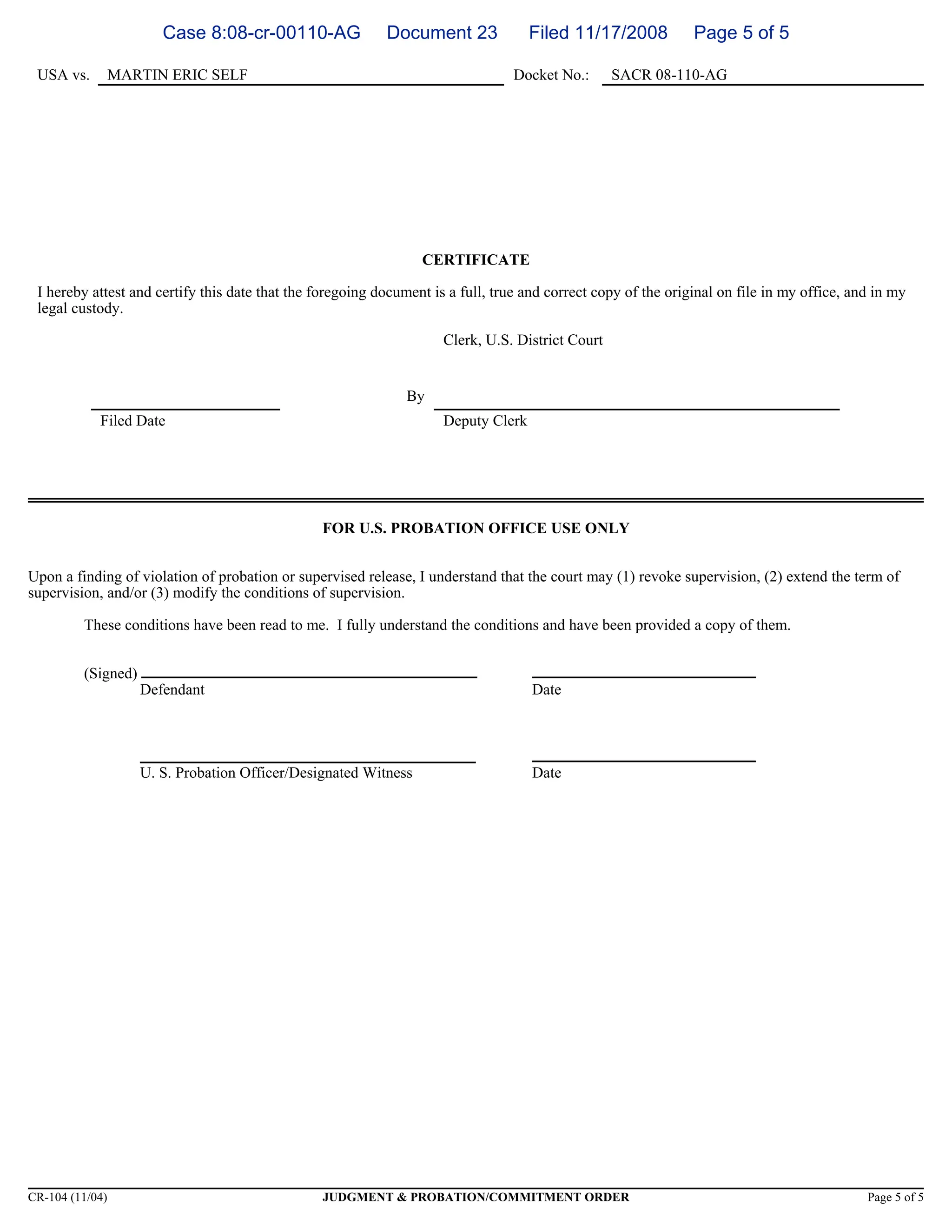Judgement and Commitment in Federal Court | PDF