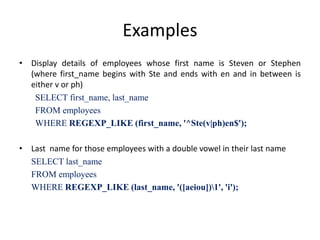 11. using regular expressions with oracle database | PPT