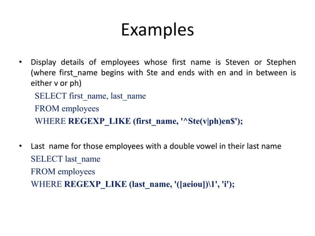11 Using Regular Expressions With Oracle Database Ppt