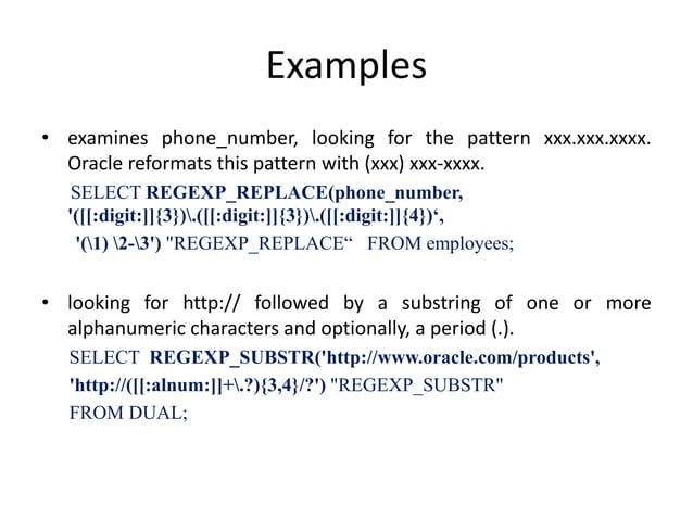 11 Using Regular Expressions With Oracle Database Ppt