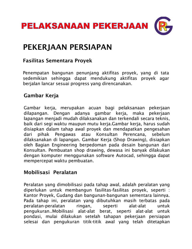 METODE PELAKSANAAN PEKERJAAN GEDUNG | PDF