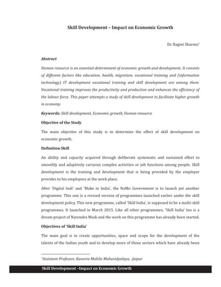 Skill Development: Impact on Economic Growth | PDF