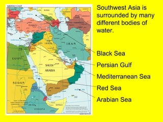 Middle East Map With Bodies Of Water
