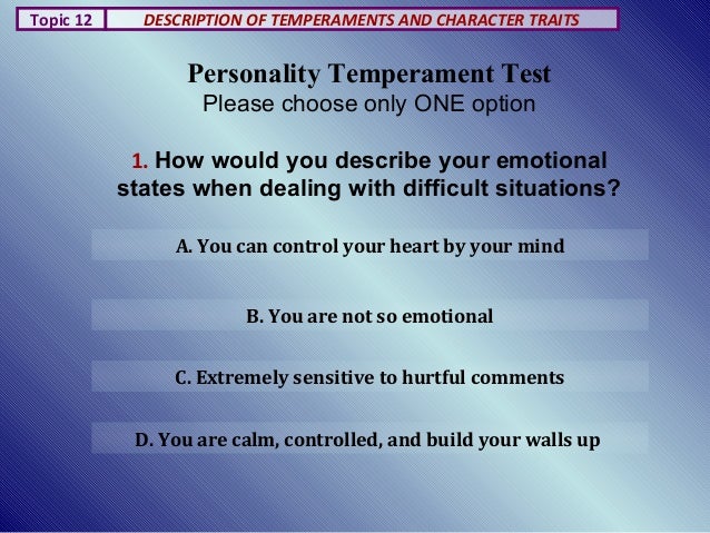Description of temperament & character traits