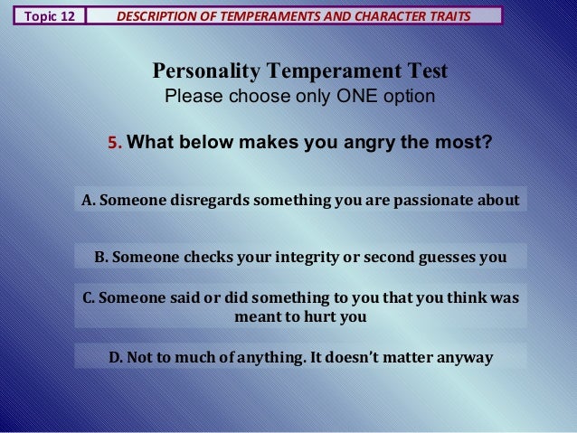 Description of temperament & character traits