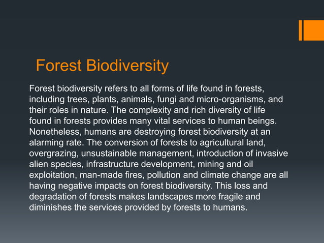 11.biodiversity and ; forest biodiversity A Presentation By Mr. Allah ...