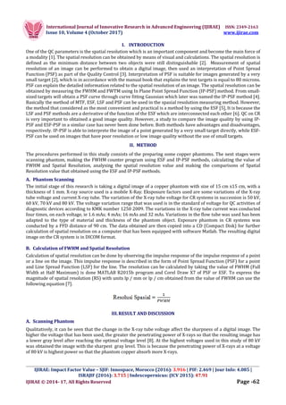 DETERMINATION OF SPATIAL RESOLUTION IN COMPUTED RADIOGRAPHY (CR) BY ...