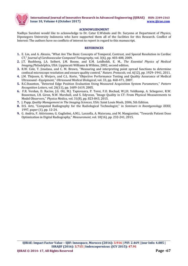 DETERMINATION OF SPATIAL RESOLUTION IN COMPUTED RADIOGRAPHY (CR) BY ...