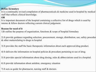 Hospital Formulary system | PPT | Pharmaceutical Industry | Industries