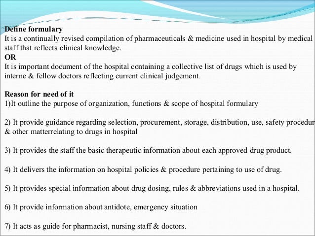 Hospital Formulary system