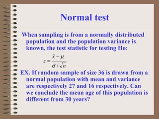 Normal & t-test_confidence interval | PPT