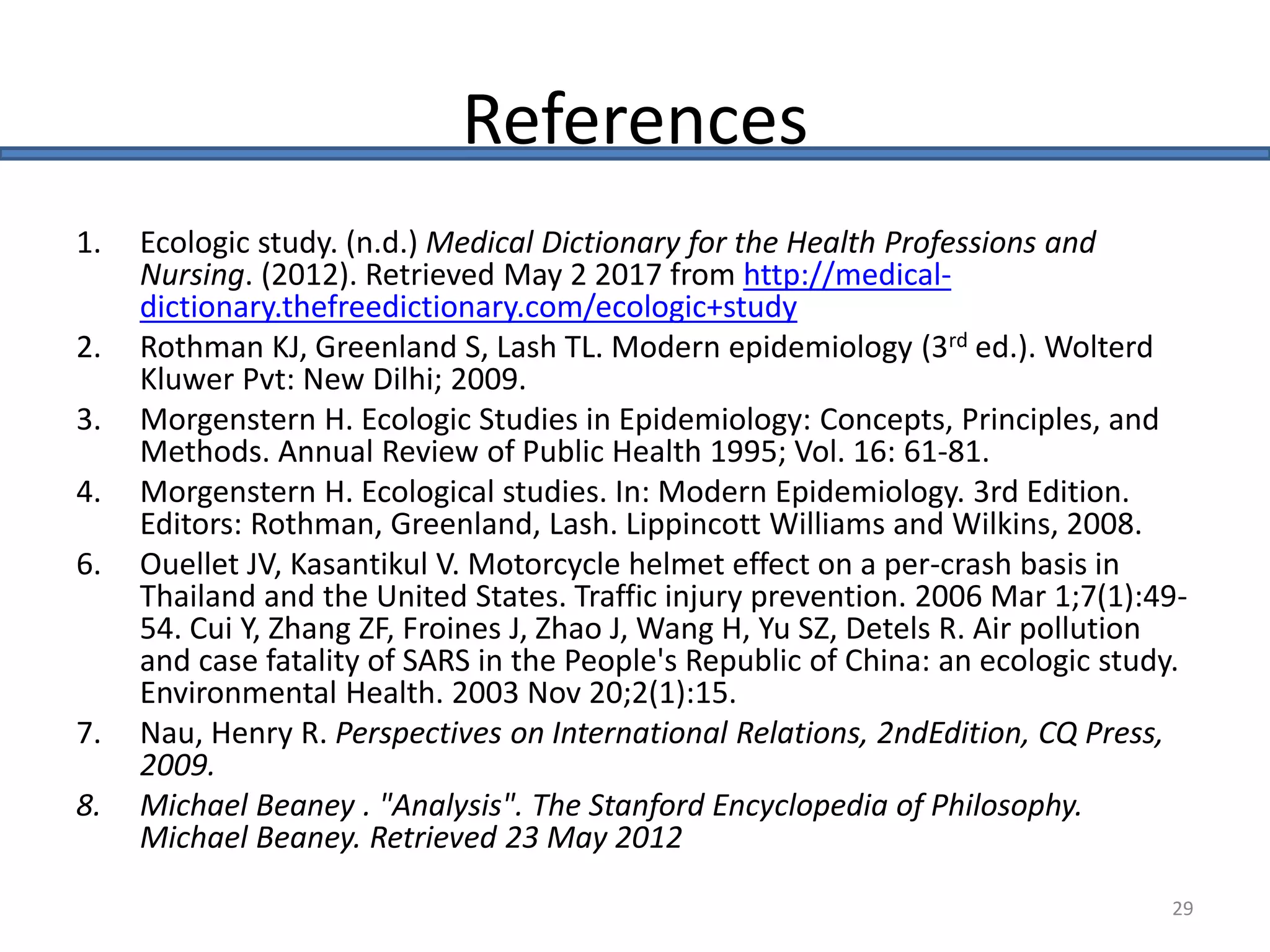 Levels of analysis and levels of inference in ecological study | PPTX