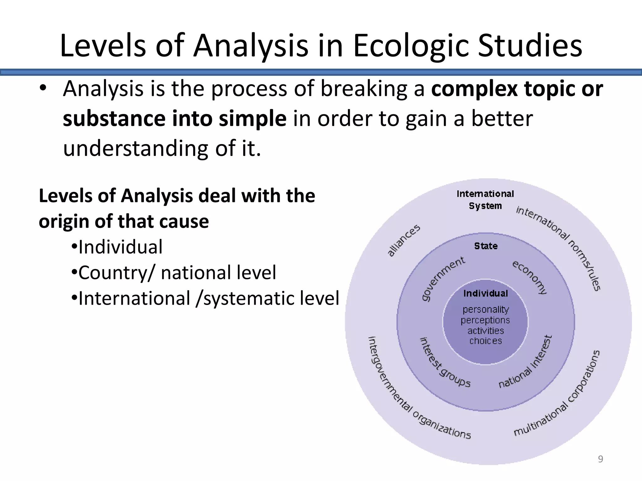 Levels of analysis and levels of inference in ecological study | PPTX