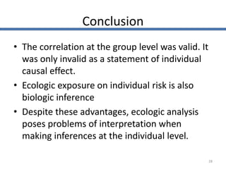 Levels of analysis and levels of inference in ecological study | PPTX