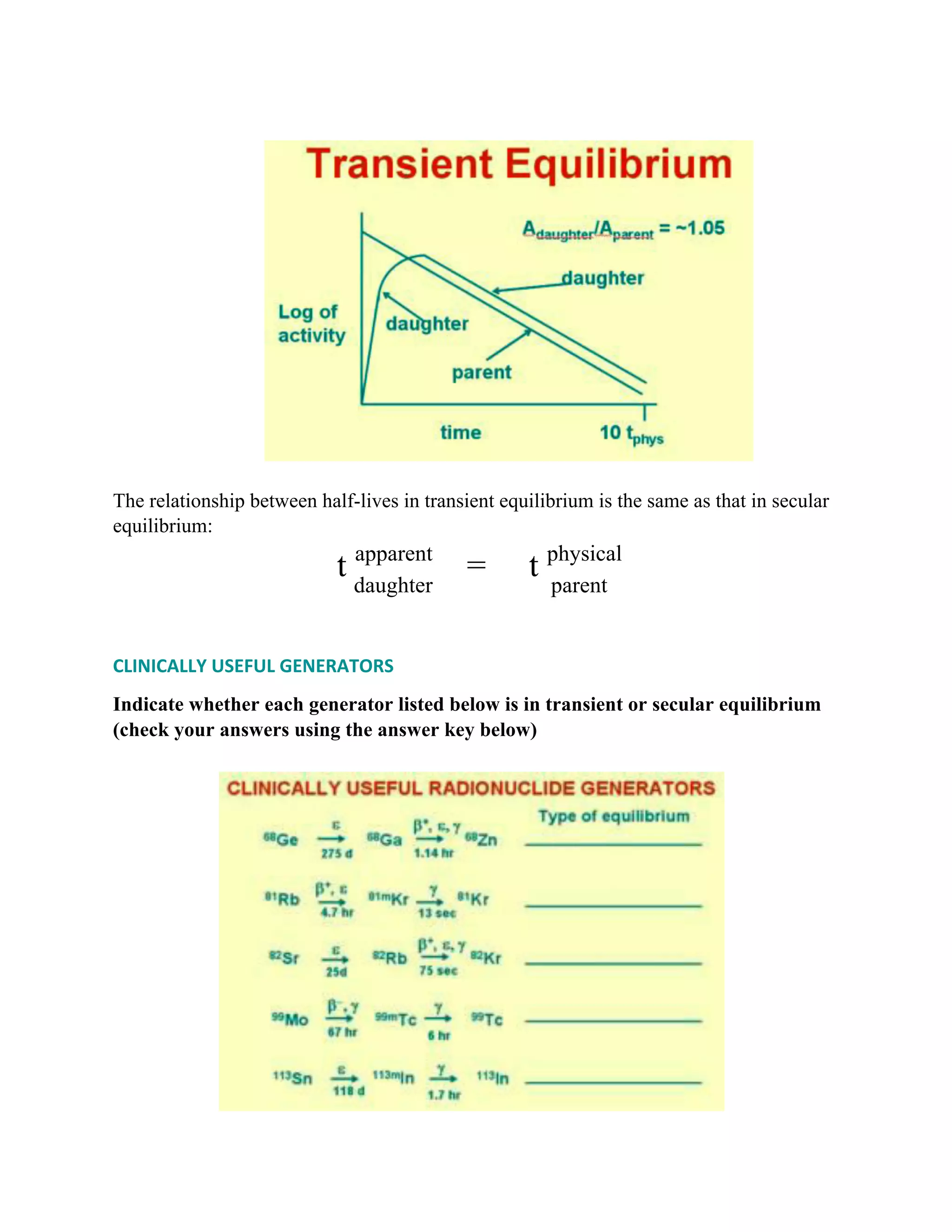 Radionuclide Generators and Equilibrium | PDF