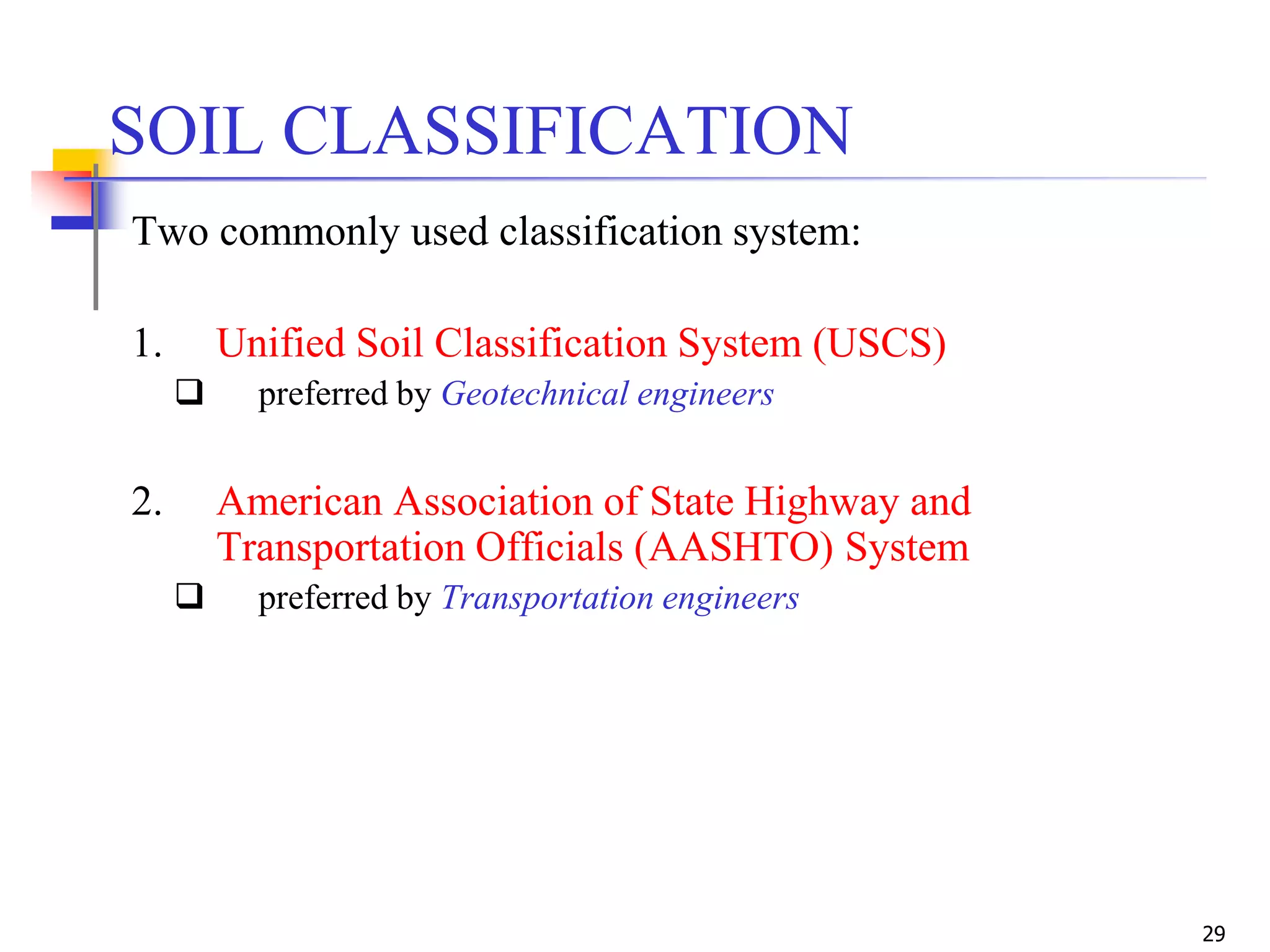 Geotechnical Engineering-I [Lec #11: USCS & AASHTO] | PPSX