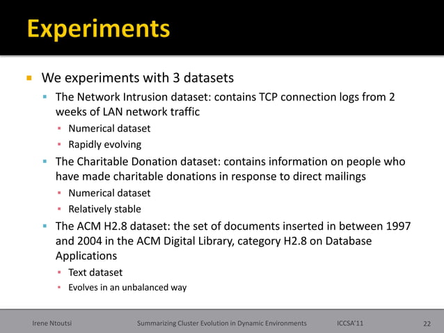 Summarizing Cluster Evolution in Dynamic Environments | PPT