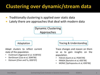 Summarizing Cluster Evolution in Dynamic Environments | PPT