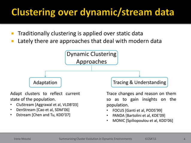 Summarizing Cluster Evolution in Dynamic Environments | PPT