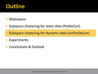 Density Based Subspace Clustering Over Dynamic Data | PPT