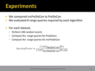 Density Based Subspace Clustering Over Dynamic Data | PPT