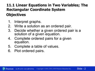 11.1 linear equations in two variables | PPT