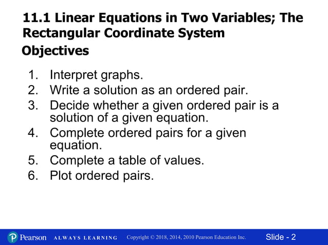 11.1 linear equations in two variables | PPT