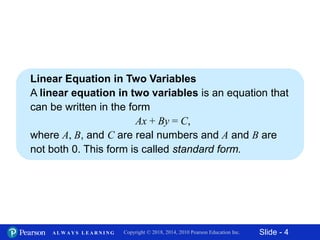 11.1 linear equations in two variables | PPT