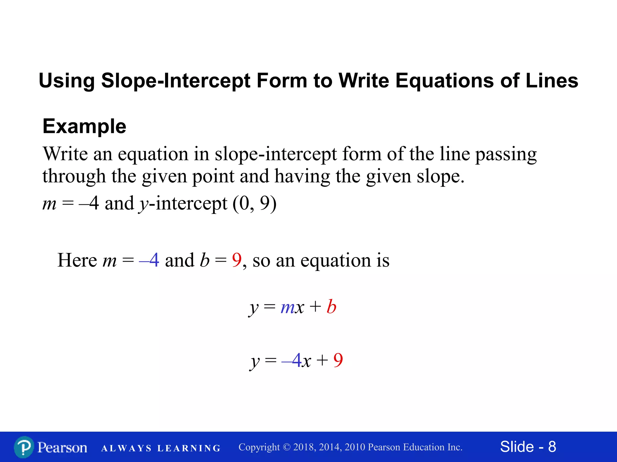 11.4 slope intercept form of a linear equation | PPTX