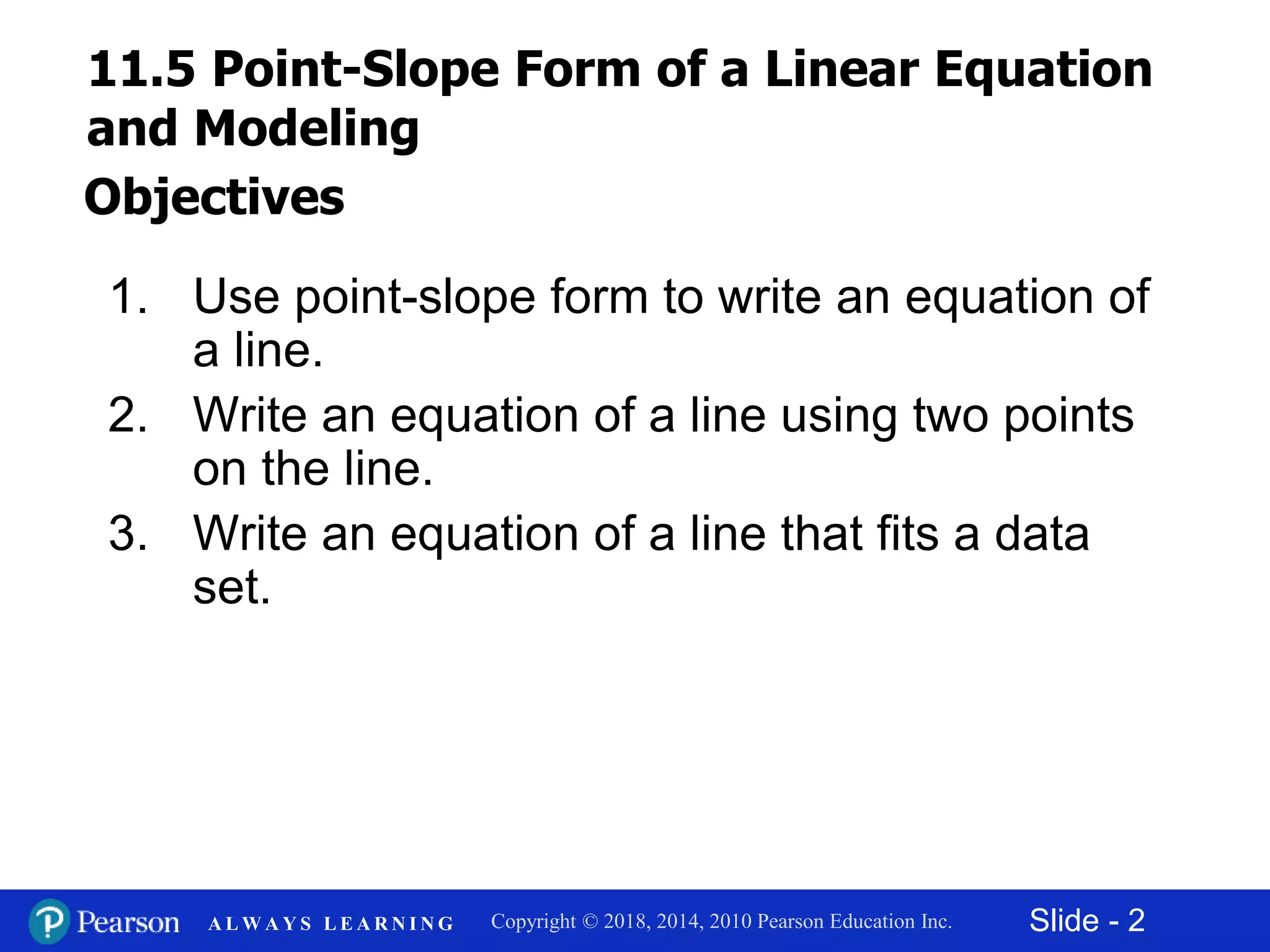 11.5 point slope form of a linear equation | PPT
