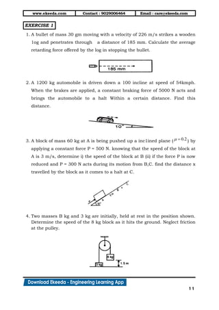 11. kinetics of particles work energy method | PDF