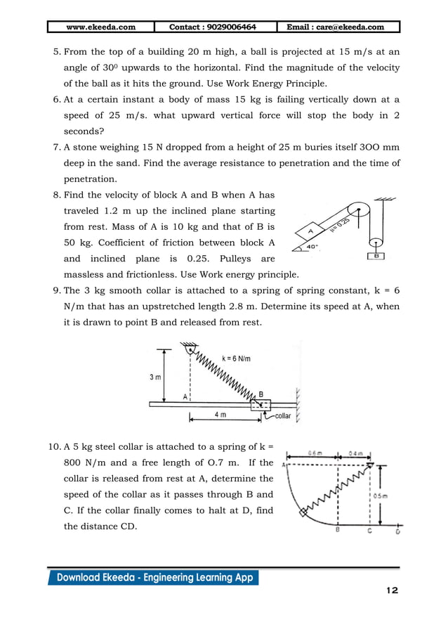 11. kinetics of particles work energy method | PDF