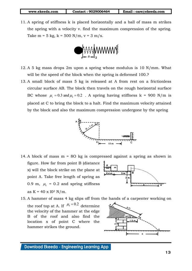 11. kinetics of particles work energy method | PDF