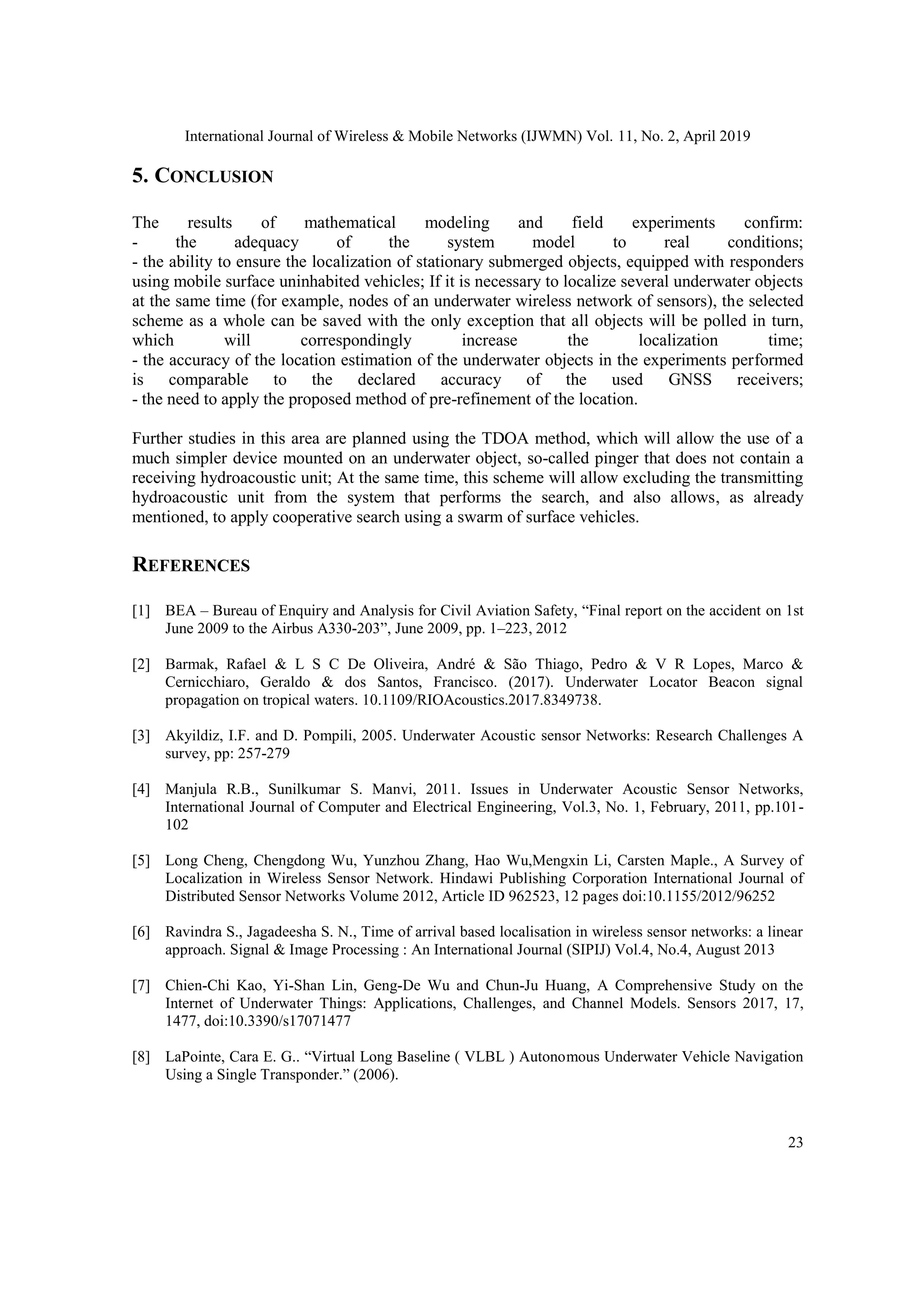 POSITION ESTIMATION OF AUTONOMOUS UNDERWATER SENSORS USING THE VIRTUAL ...