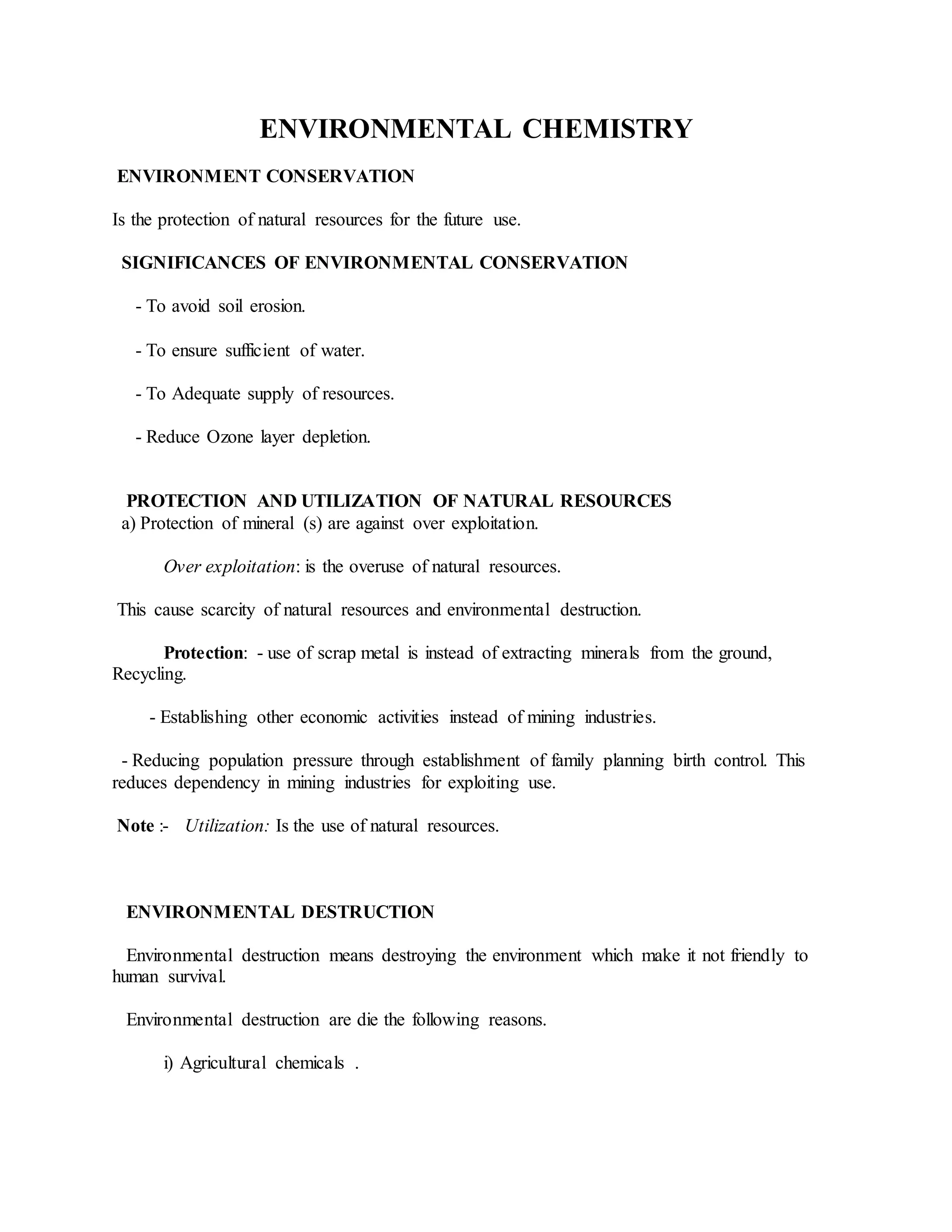 ENVIRONMENTAL CHEMISTRY | DOCX