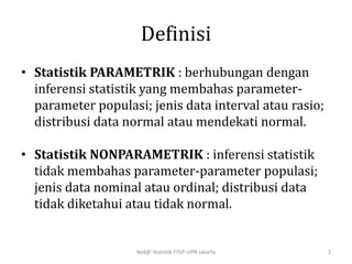 11.statistik parametrik dan non parametrik | PPTX
