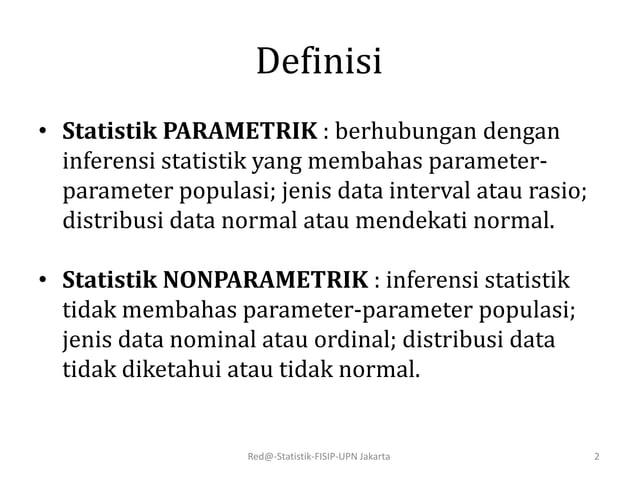 11.statistik parametrik dan non parametrik | PPTX