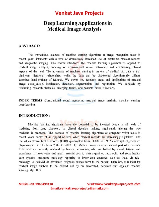 deep learning applications in medical image analysis brain tumor | DOCX