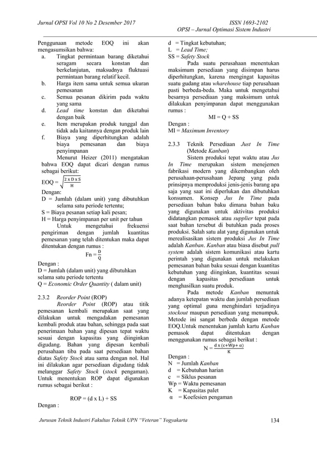 11. analisis pengendalian persediaan bahan baku dengan metode economic ...