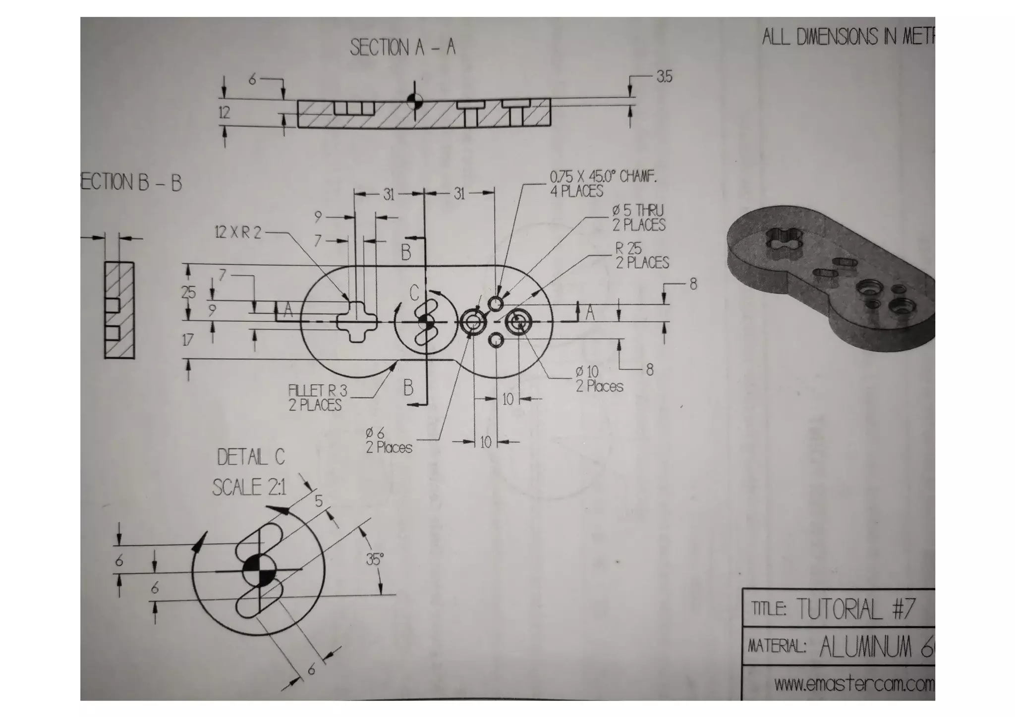 Mastercam Milling Tutorial 11 Drawing | PDF