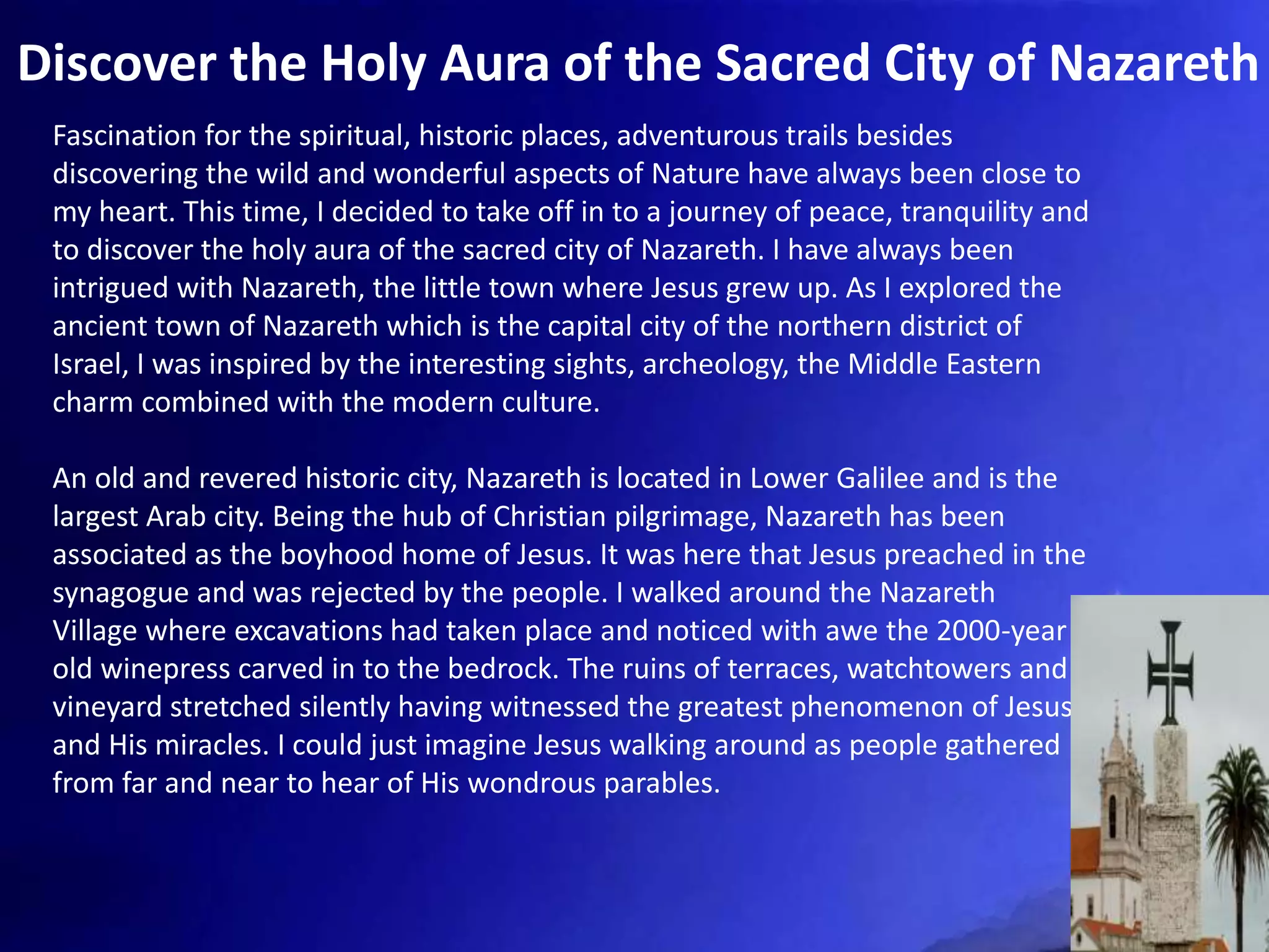 Binoy Nazareth Journeys Through the City of Nazareth | PPTX